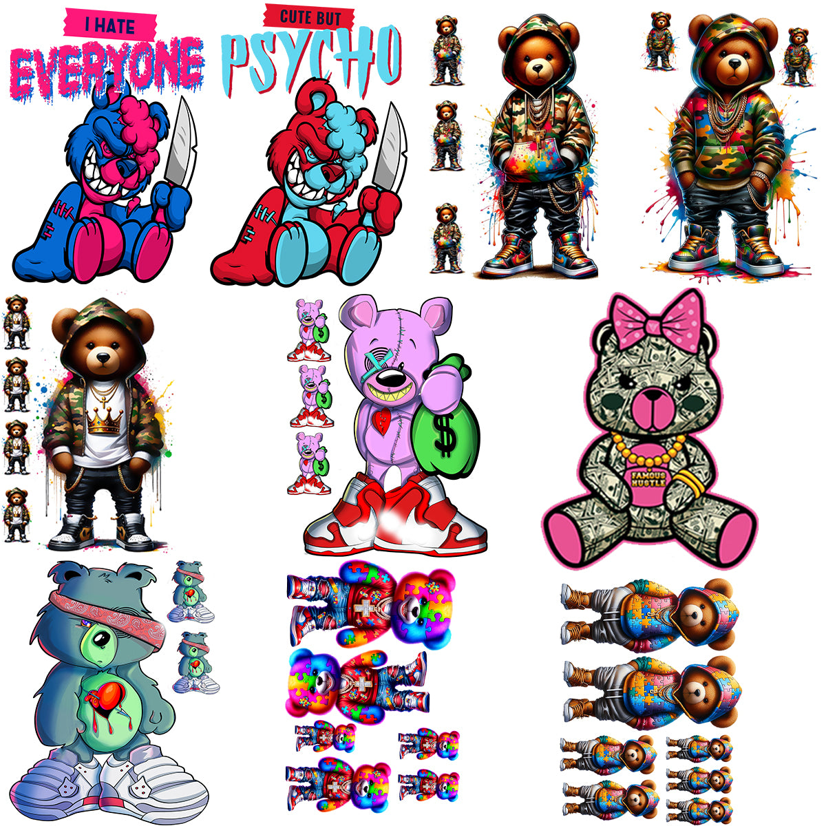 10-Pack Bears DTF Transfers - Pack #5 – dtftransfers247