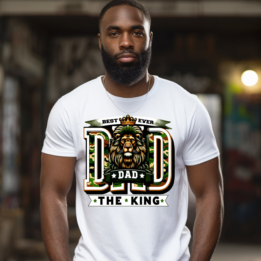 Best Dad Camo King Lion DTF Transfer – dtftransfers247