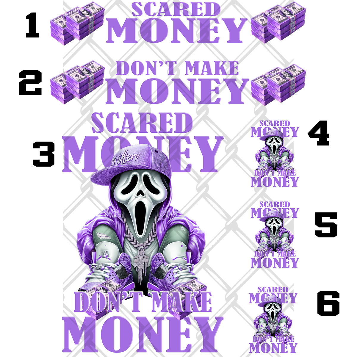 Scared Money Ghost Purple DTF Transfer Kit – dtftransfers247
