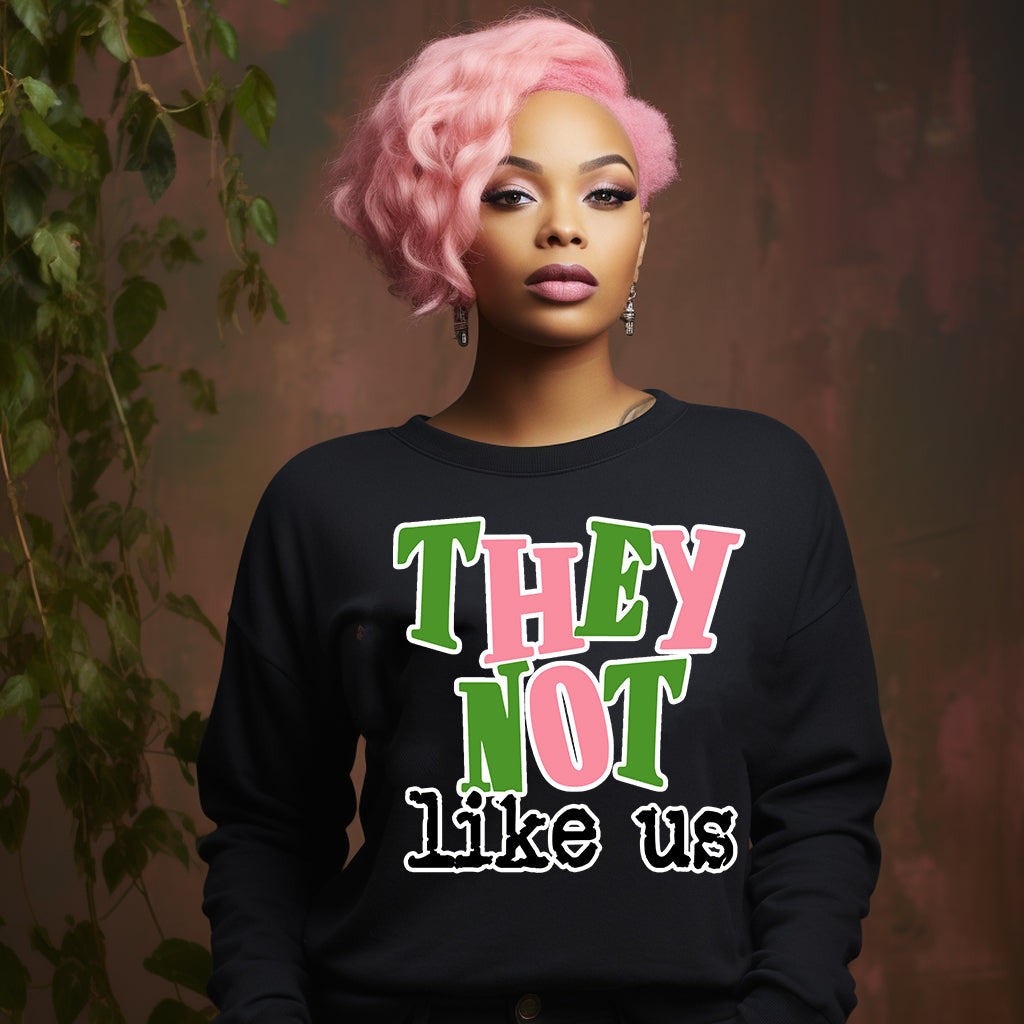 They Not Like Us Pink Green DTF Transfer – dtftransfers247