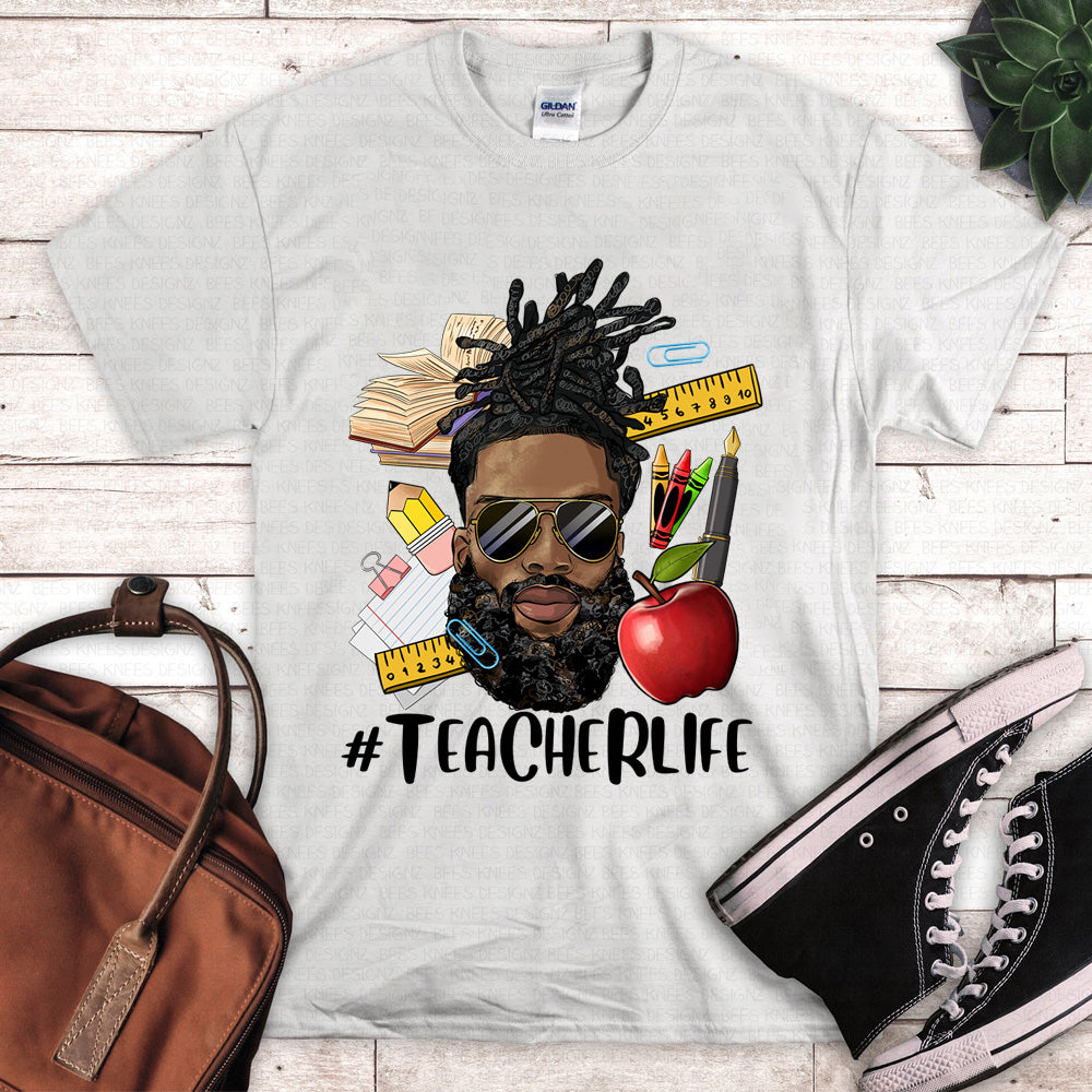 #TeacherLife Black Man Loc Bun DTF Transfer – dtftransfers247