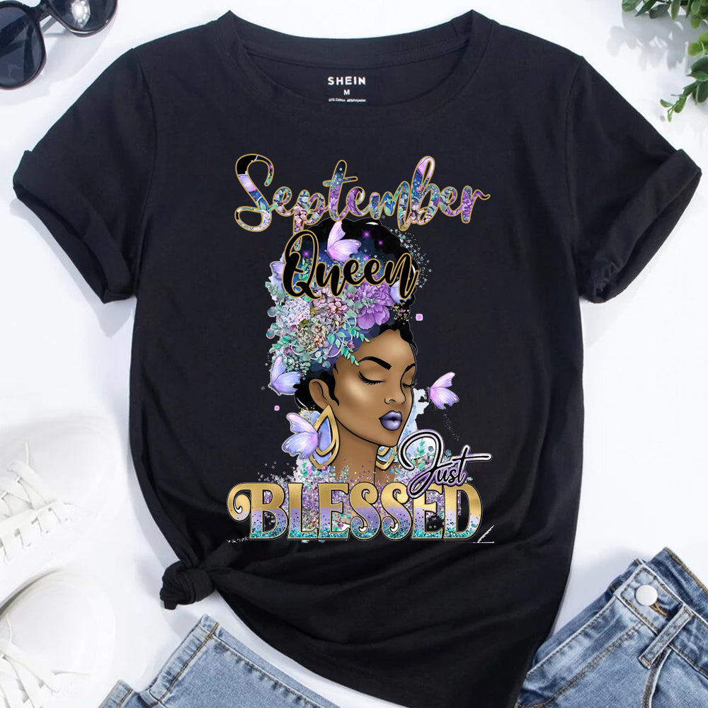 September Queen Just Blessed Purple DTF Transfer – dtftransfers247